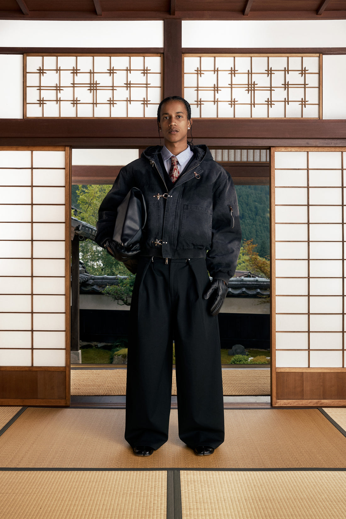 Shige 15oz Washed Black Canvas Clasp Bomber Jacket – Shinzo