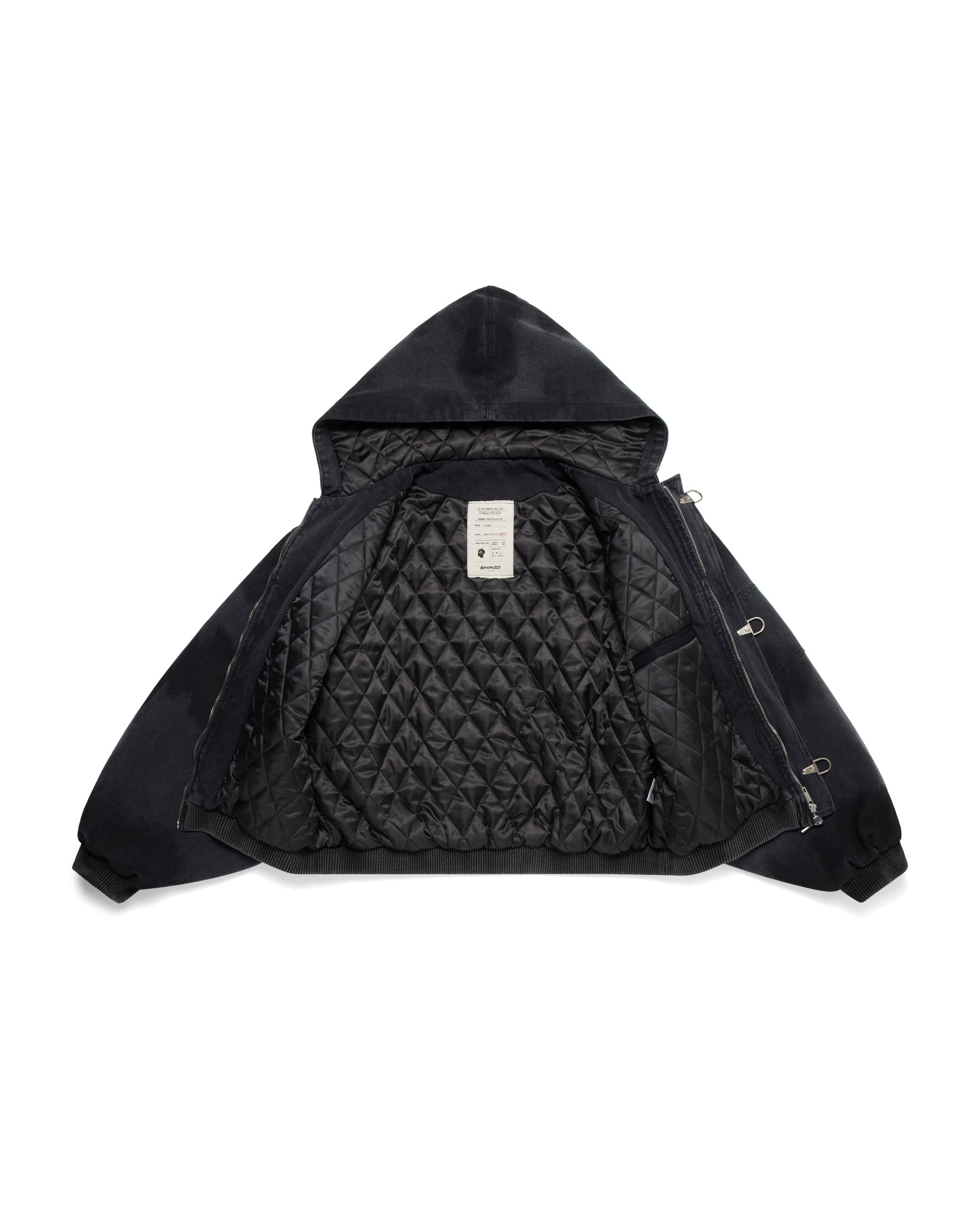 Shige 15oz Washed Black Canvas Clasp Bomber Jacket – Shinzo