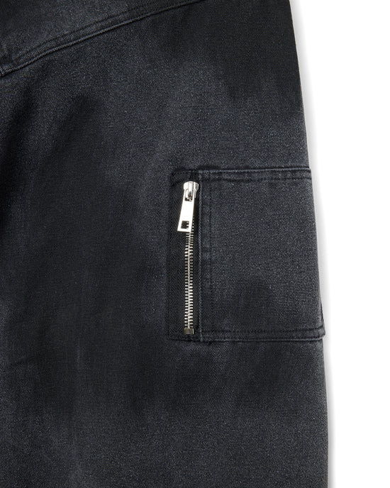 Shige 15oz Washed Black Canvas Clasp Bomber Jacket – Shinzo
